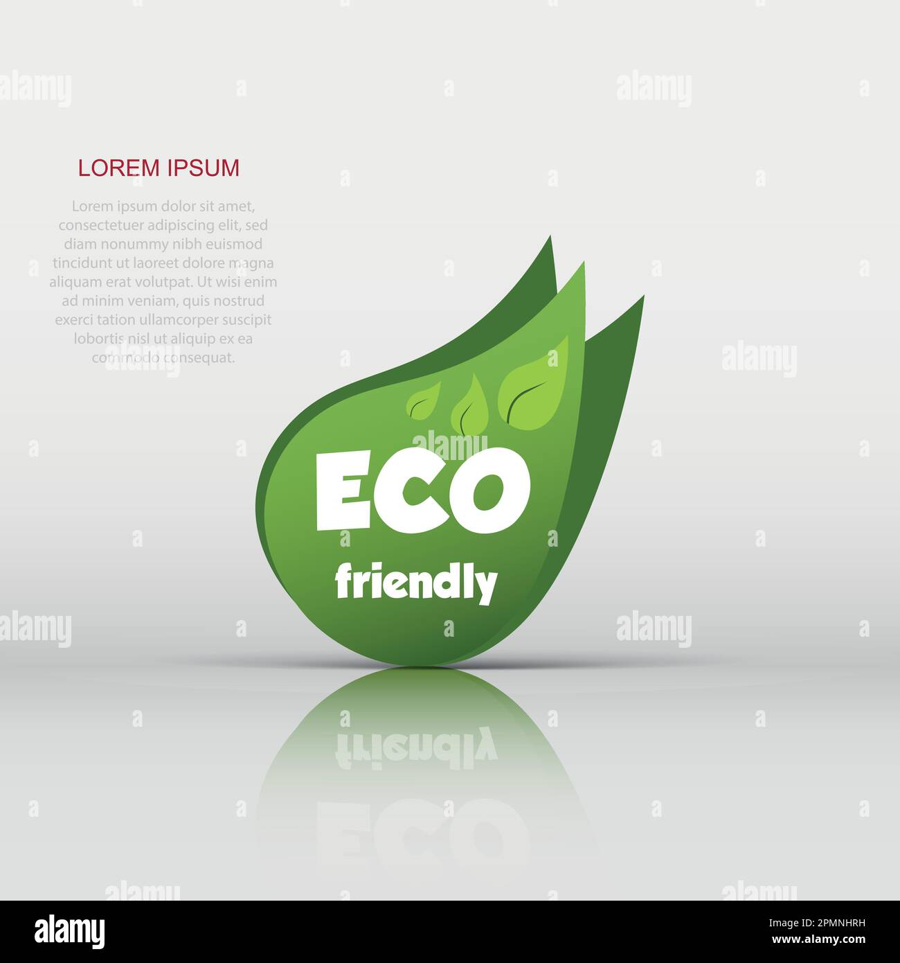 Eco friendly icon in flat style. Green organic leaf illustration ...