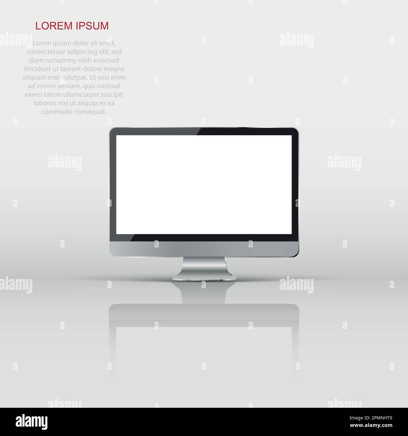 Desktop computer flat icon. Realistic vector illustration Stock Vector ...