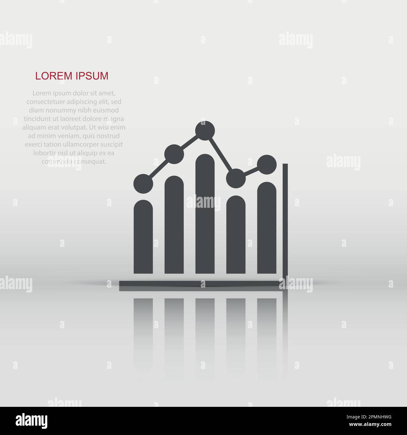 Vector business graph icon in flat style. Chart sign illustration ...