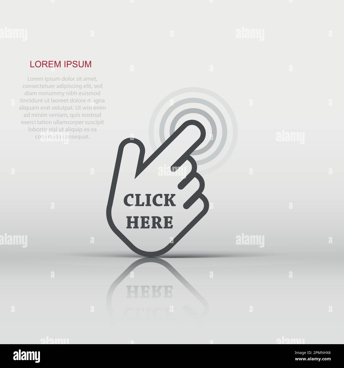 Vector click here icon in flat style. Hand cursor sign illustration ...