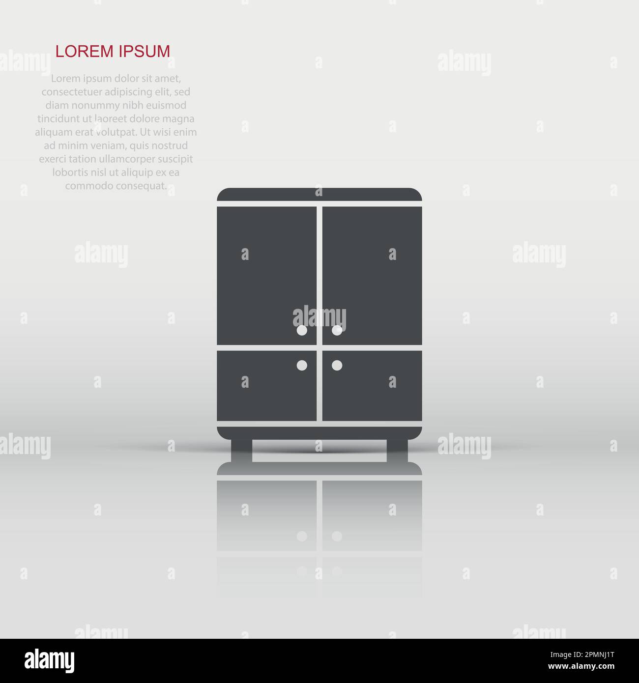 Vector cupboard icon in flat style. Furniture sign illustration ...