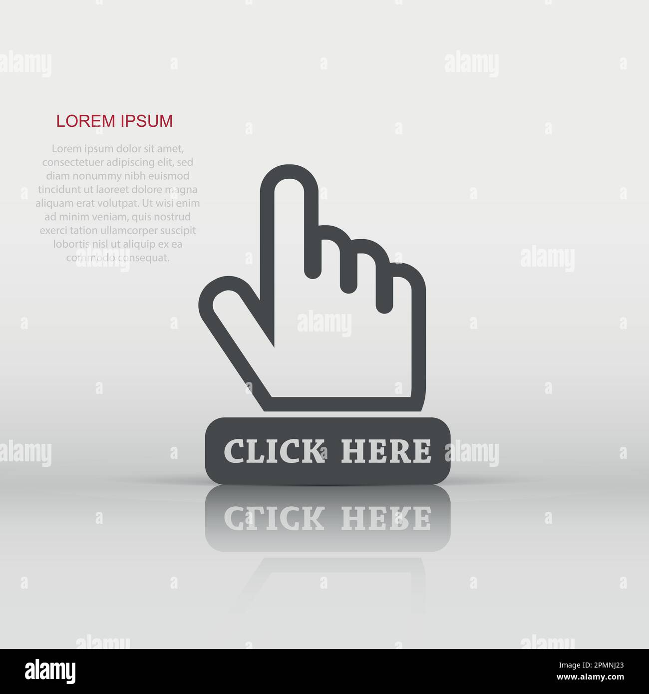 Vector click here icon in flat style. Hand cursor sign illustration ...