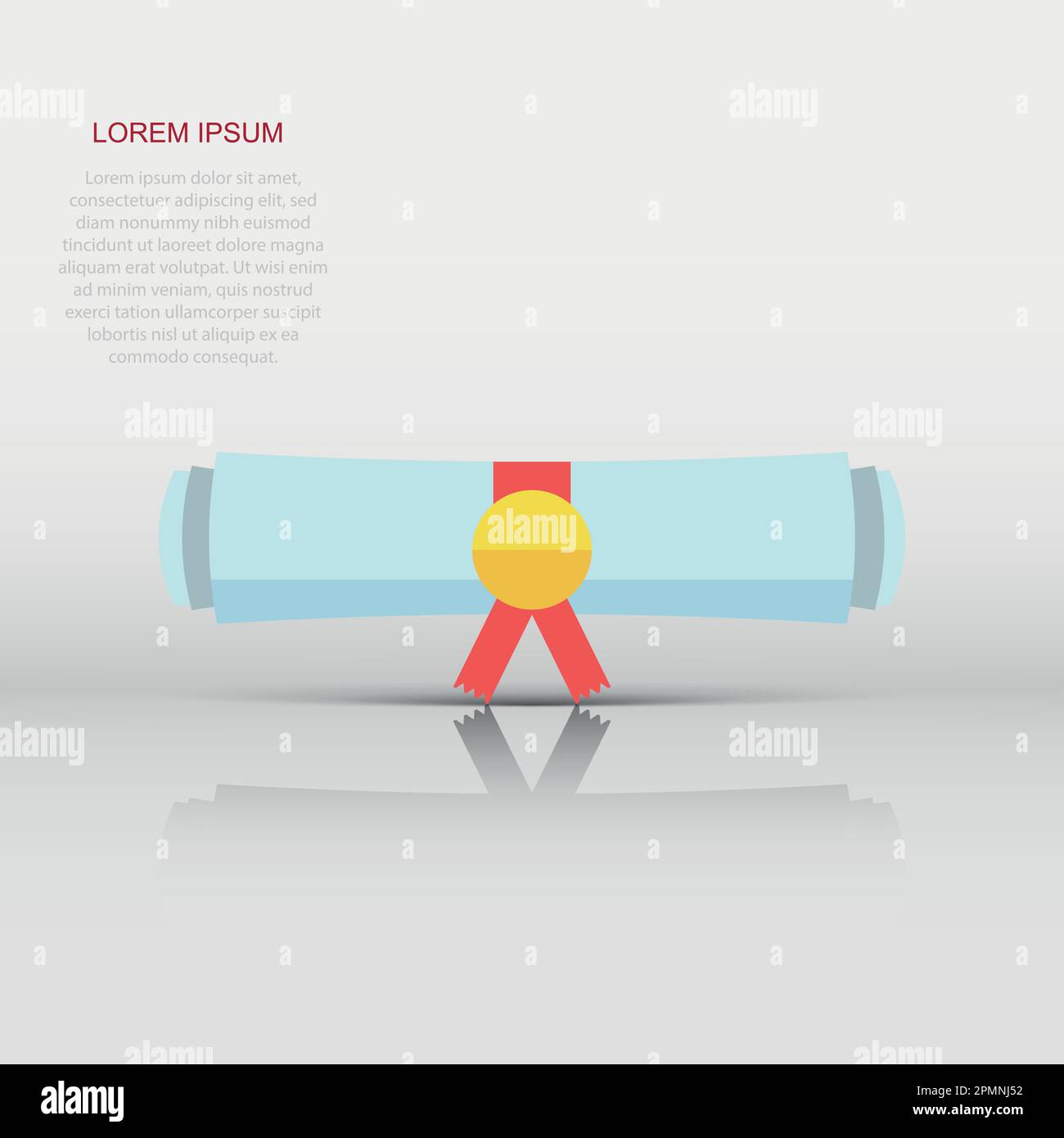 Diploma rolled scroll icon in flat style. Graduate scroll sign ...