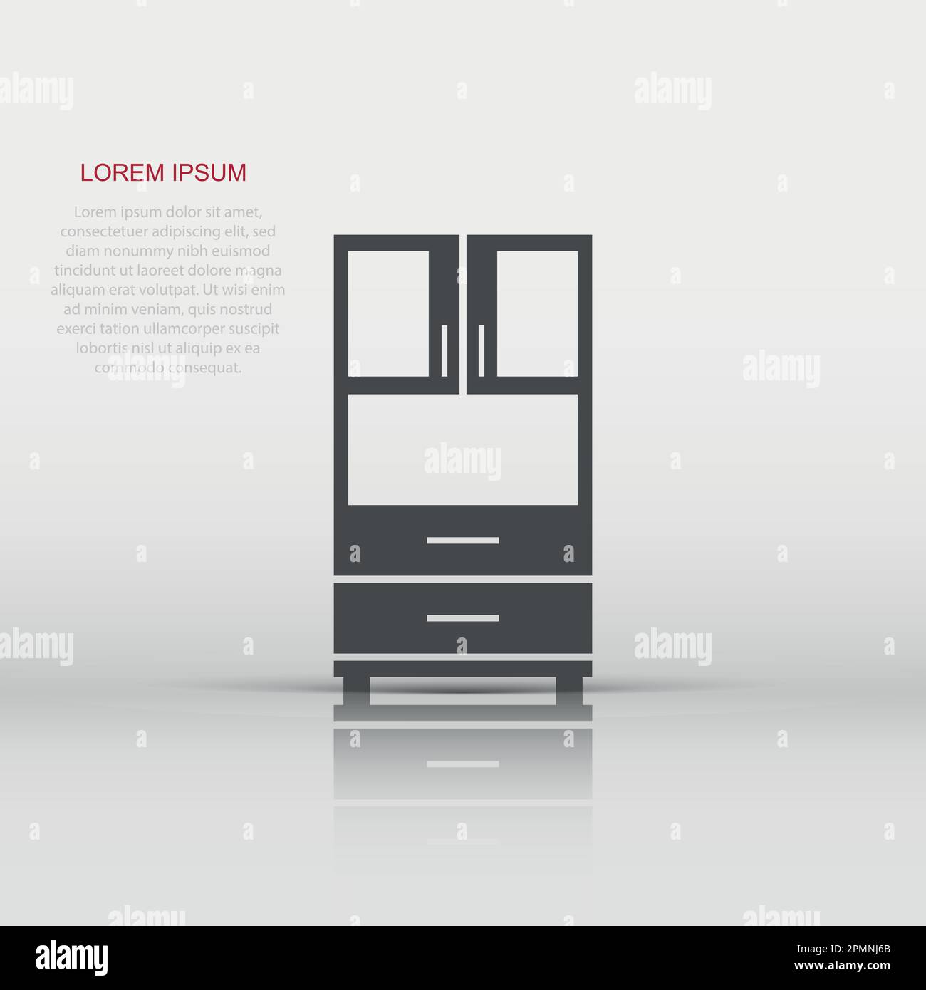 Vector cupboard icon in flat style. Furniture sign illustration ...