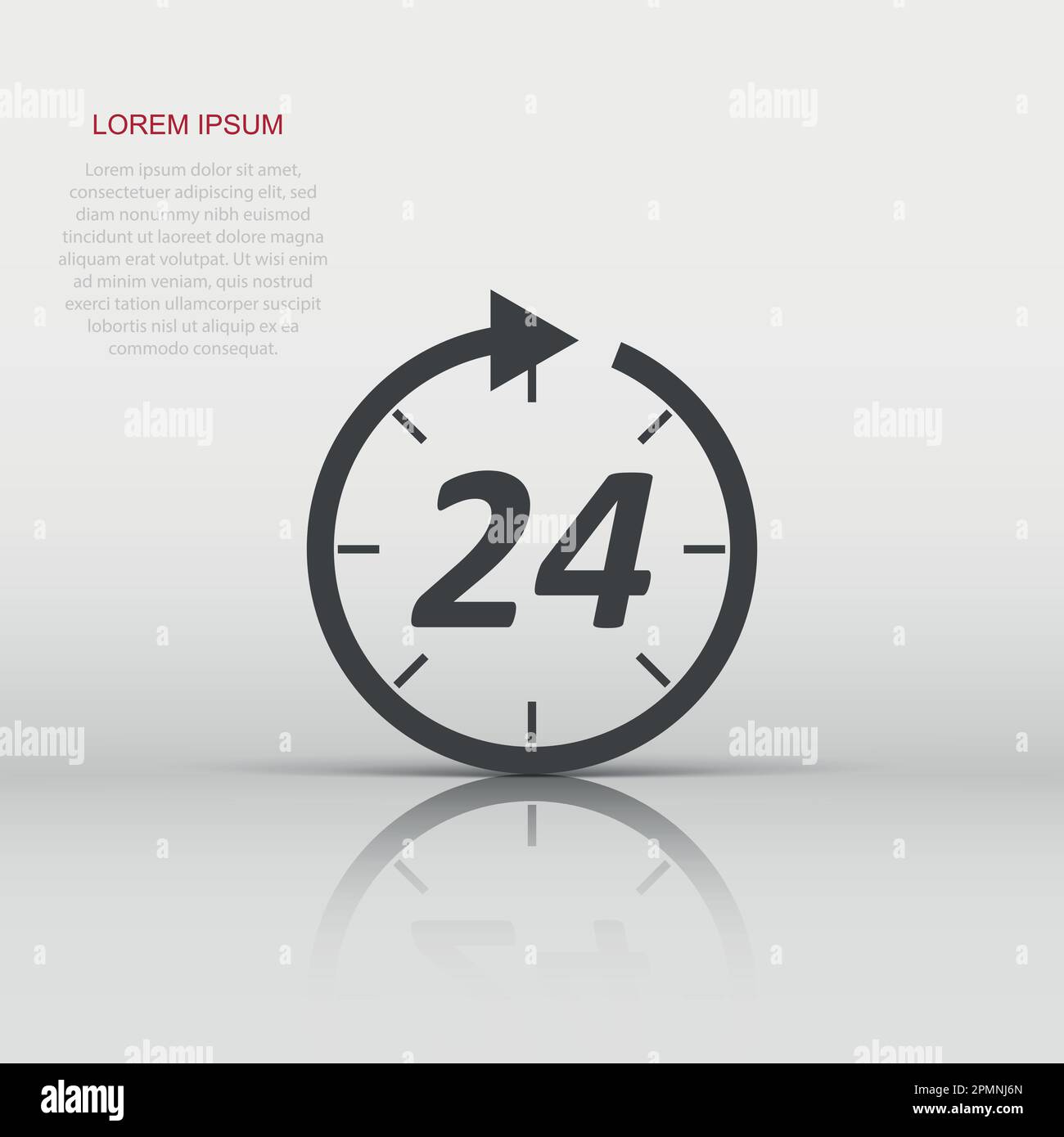 Vector time icon in flat style. 24 hours sign illustration pictogram ...