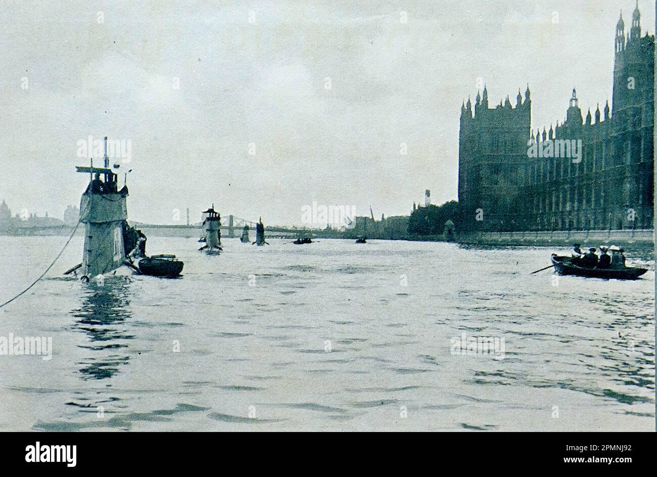 Submarines at Westminster. The Thames. From a bound annual: The ...