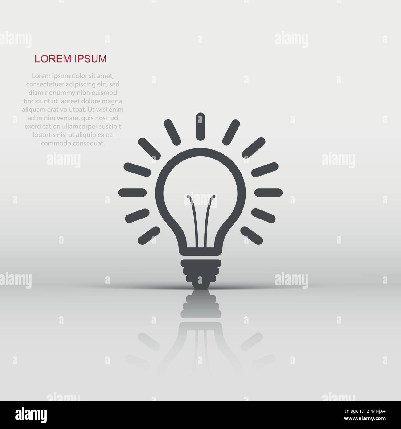 Vector light bulb icon in flat style. Lighting electric sign ...