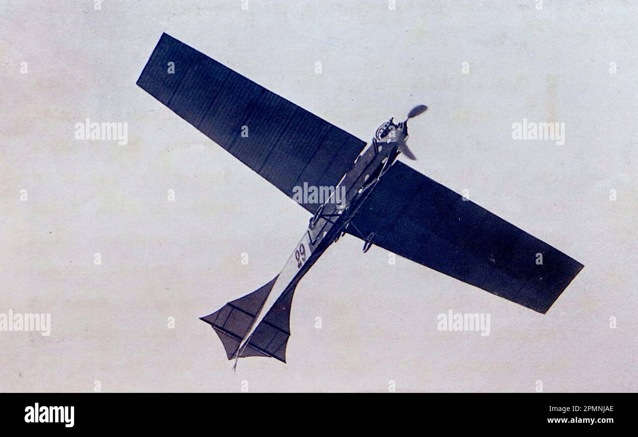 Latham on His Monoplane. Antoinette IV. Hubert Latham, French pioneer ...