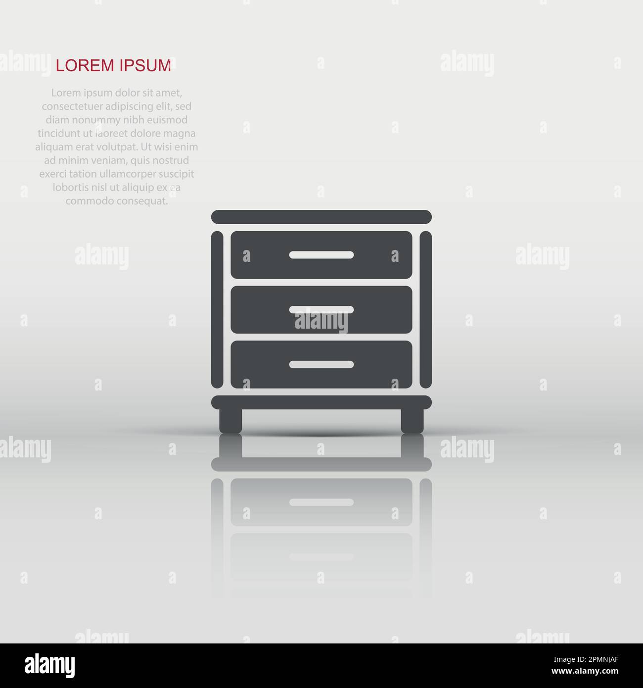 Vector cupboard icon in flat style. Furniture sign illustration ...