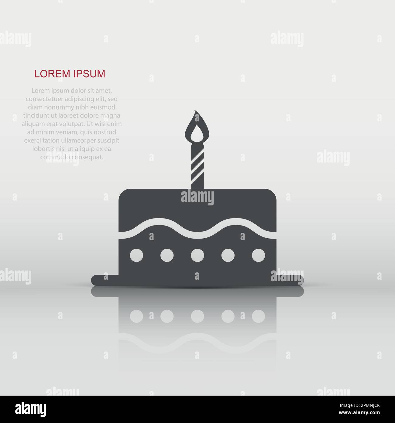 Birthday cake icon in flat style. Fresh pie muffin sign illustration ...
