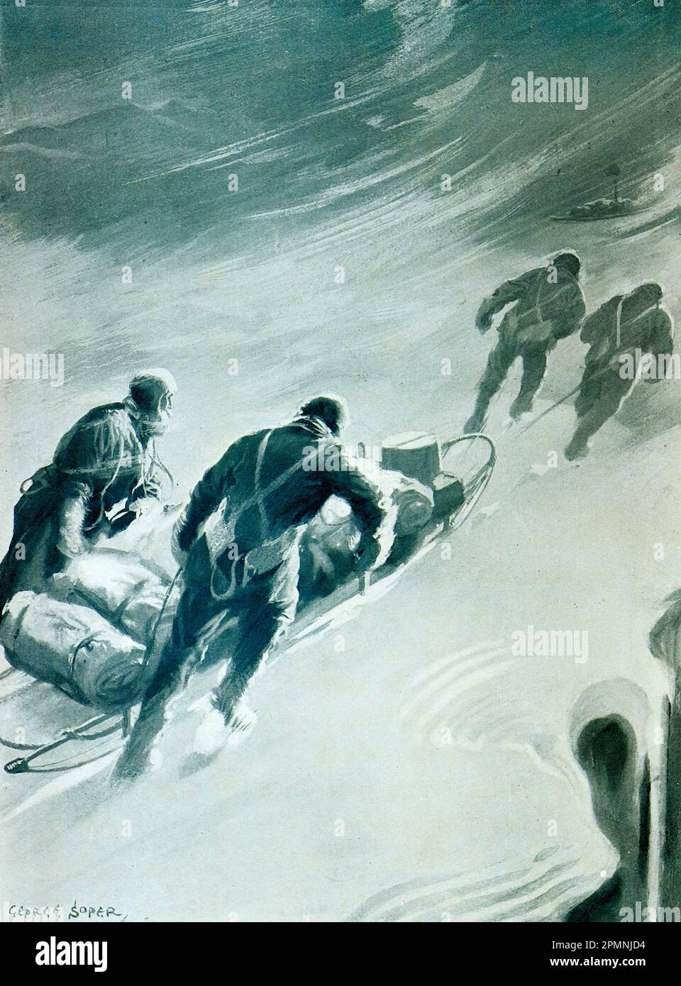 A Relay Party in a Blizzard. The Nimrod Expedition. Ernest Shackleton ...