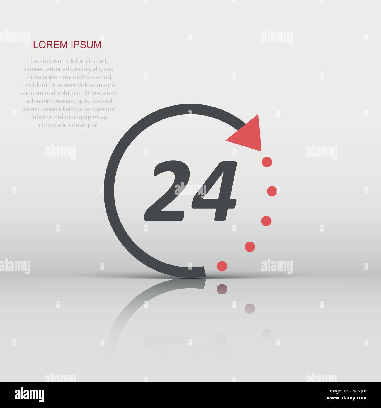 Vector time icon in flat style. 24 hours sign illustration pictogram ...