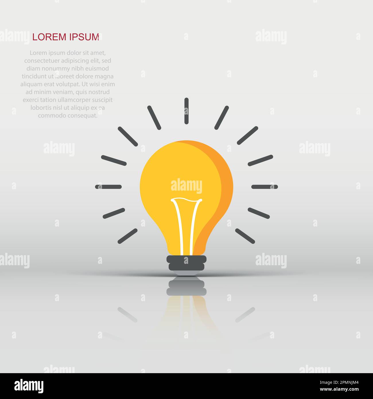 Vector halogen lightbulb icon in flat style. Light bulb sign ...
