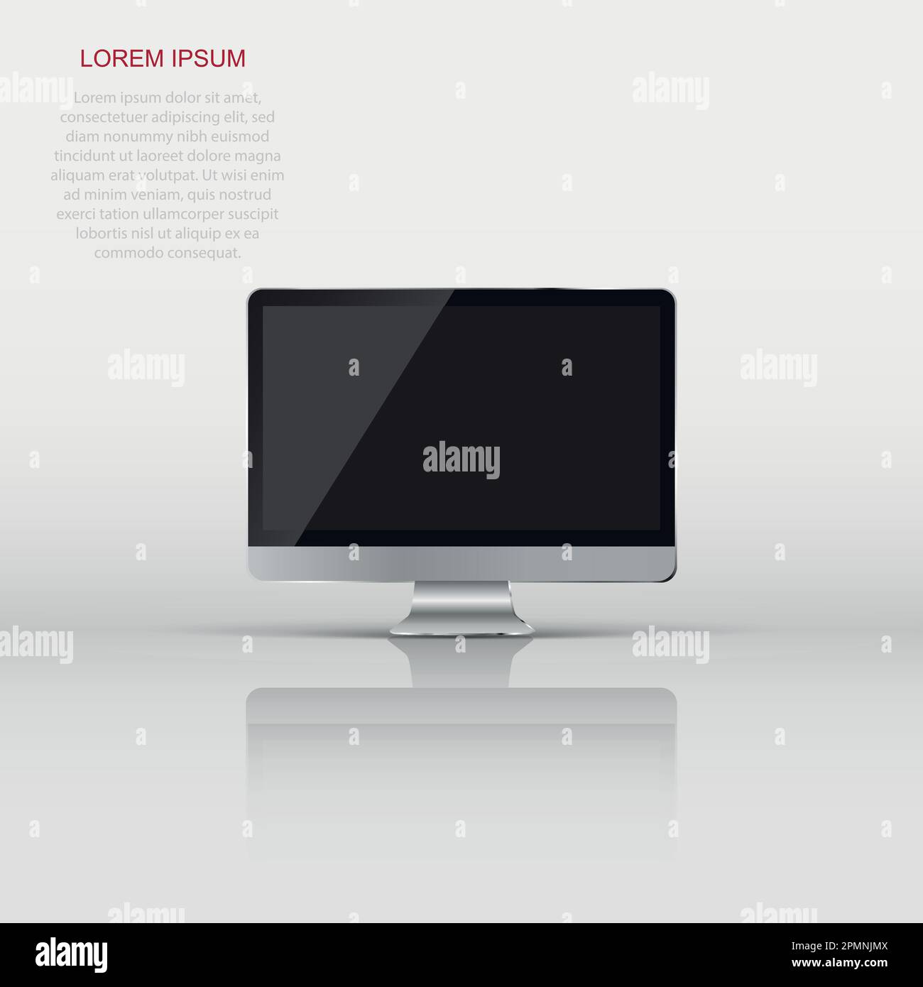 Desktop computer flat icon. Realistic vector illustration Stock Vector ...