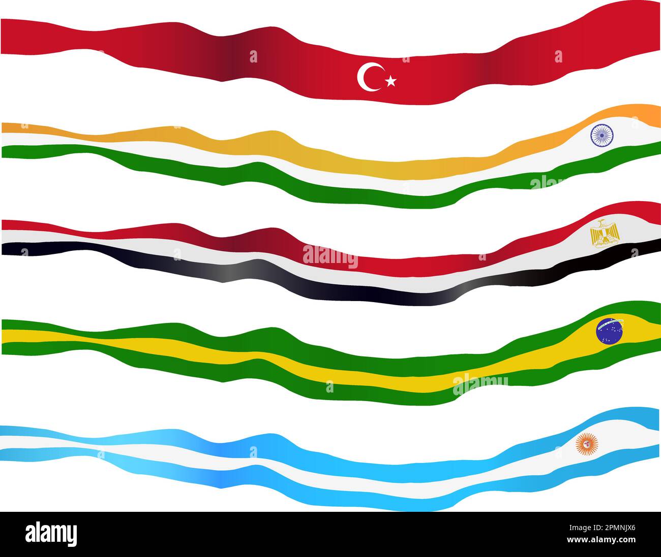 Collection national waving flags Cut Out Stock Images & Pictures - Alamy