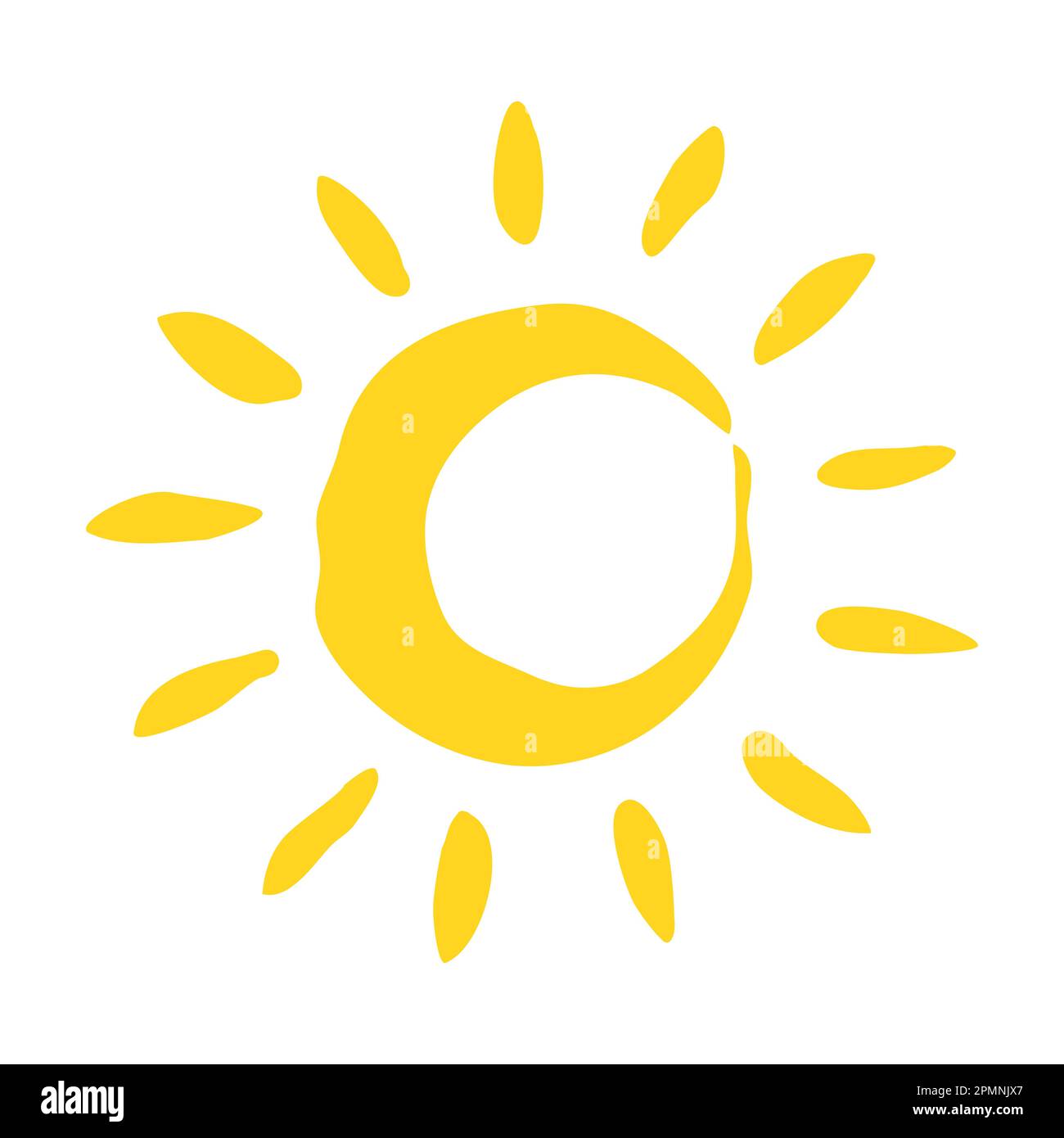 Happy summer sun symbol hand painted with paint brush, isolated on ...