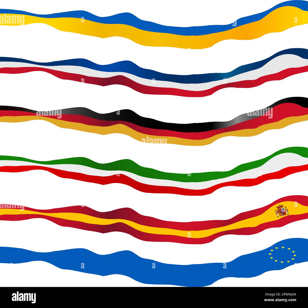 Waving horizontal european flags. vector set Stock Vector Image & Art ...