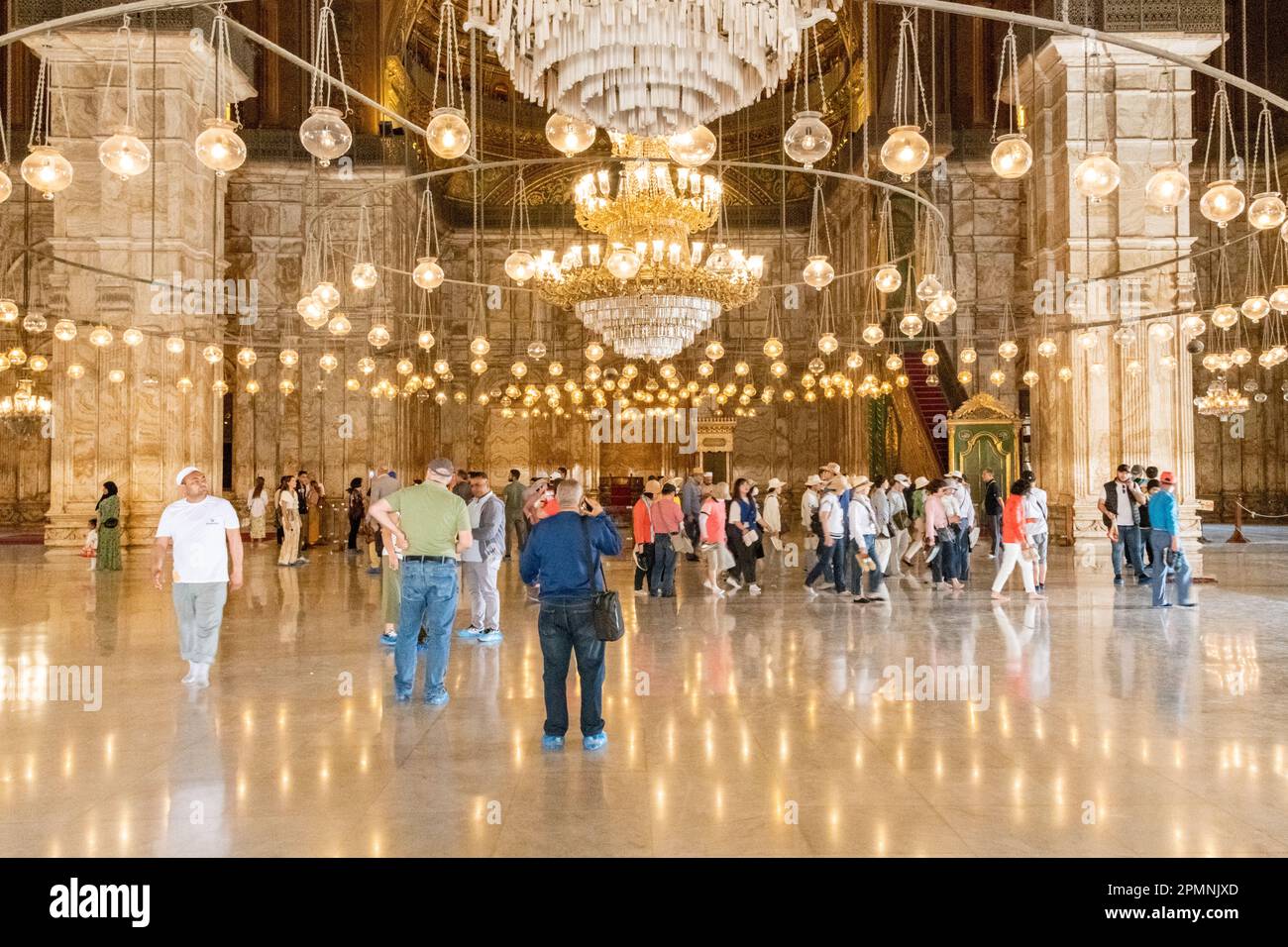 People / tourists exploring and visiting inside Muhammad Ali Mosque at the Cairo Citadel ...