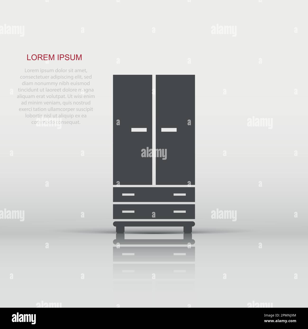 Vector cupboard icon in flat style. Furniture sign illustration ...