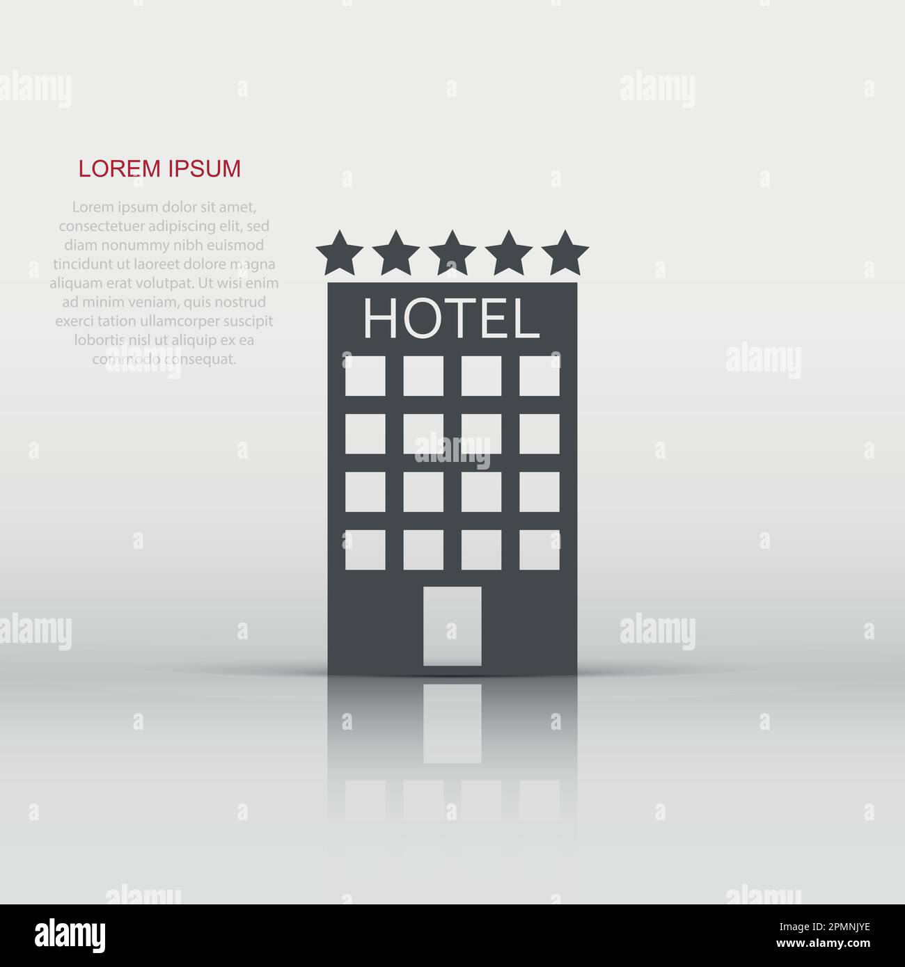 Vector hotel icon in flat style. Tower sign illustration pictogram ...