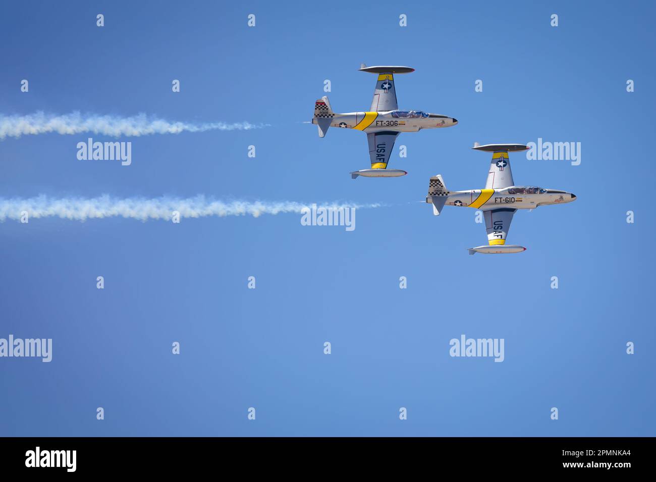 Ace Maker Aviation's T-33 Shooting Star team performs at the 2023 ...