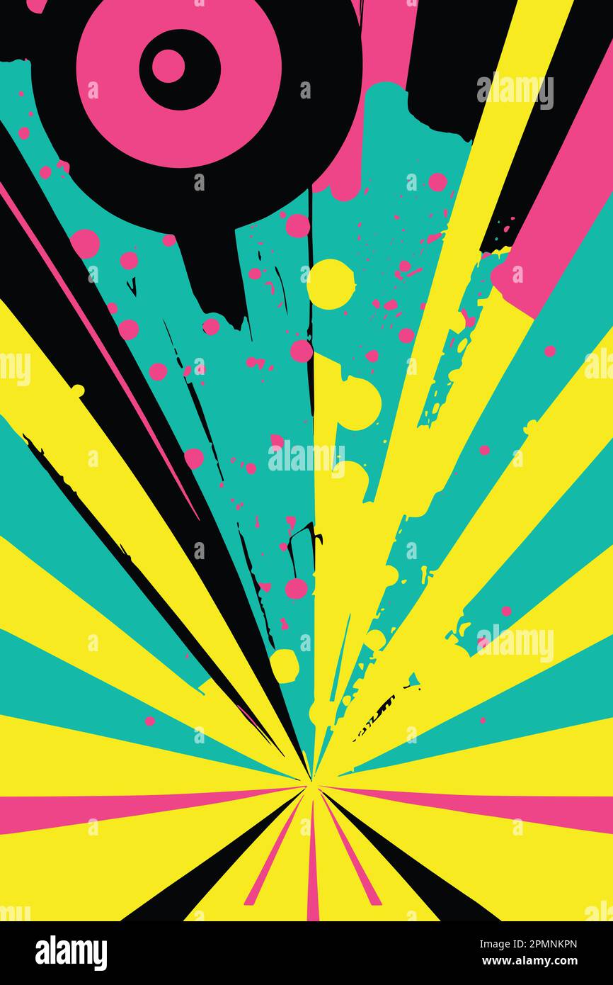 Pop art vintage abstract illustration, cartoon retro colorful superhero ...