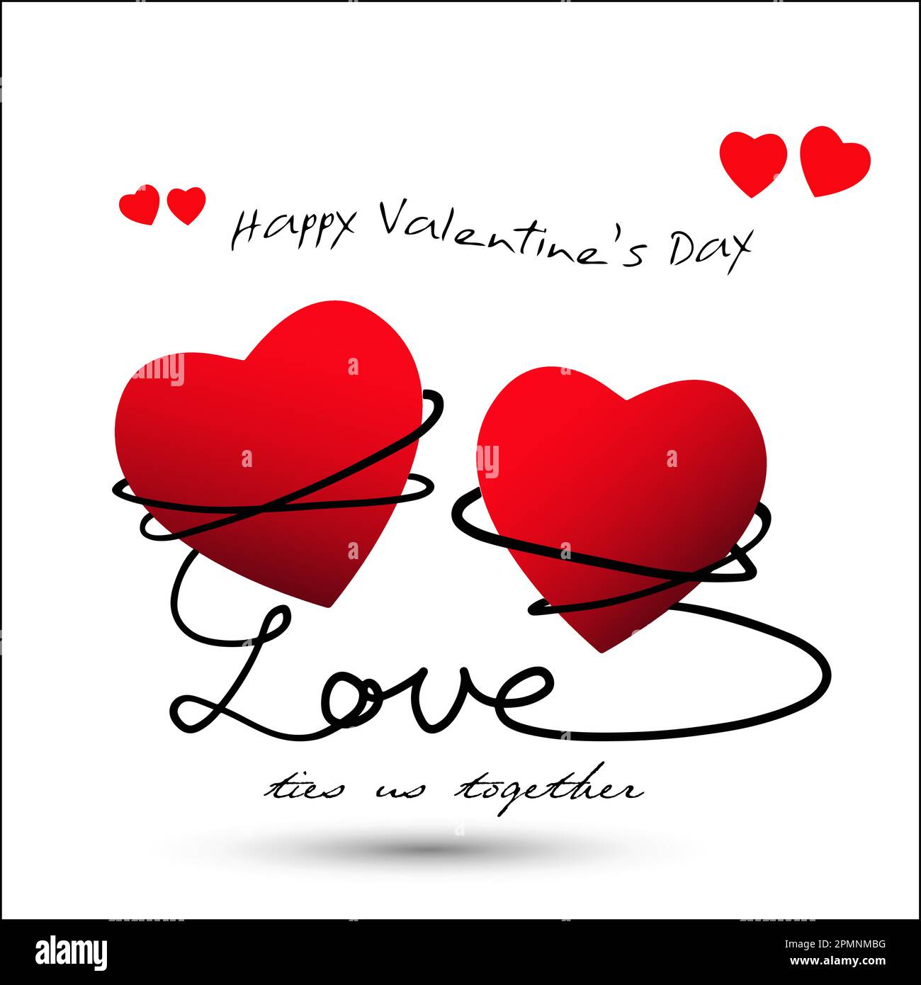 Valentines Day card or background, two hearts tied together with the ...