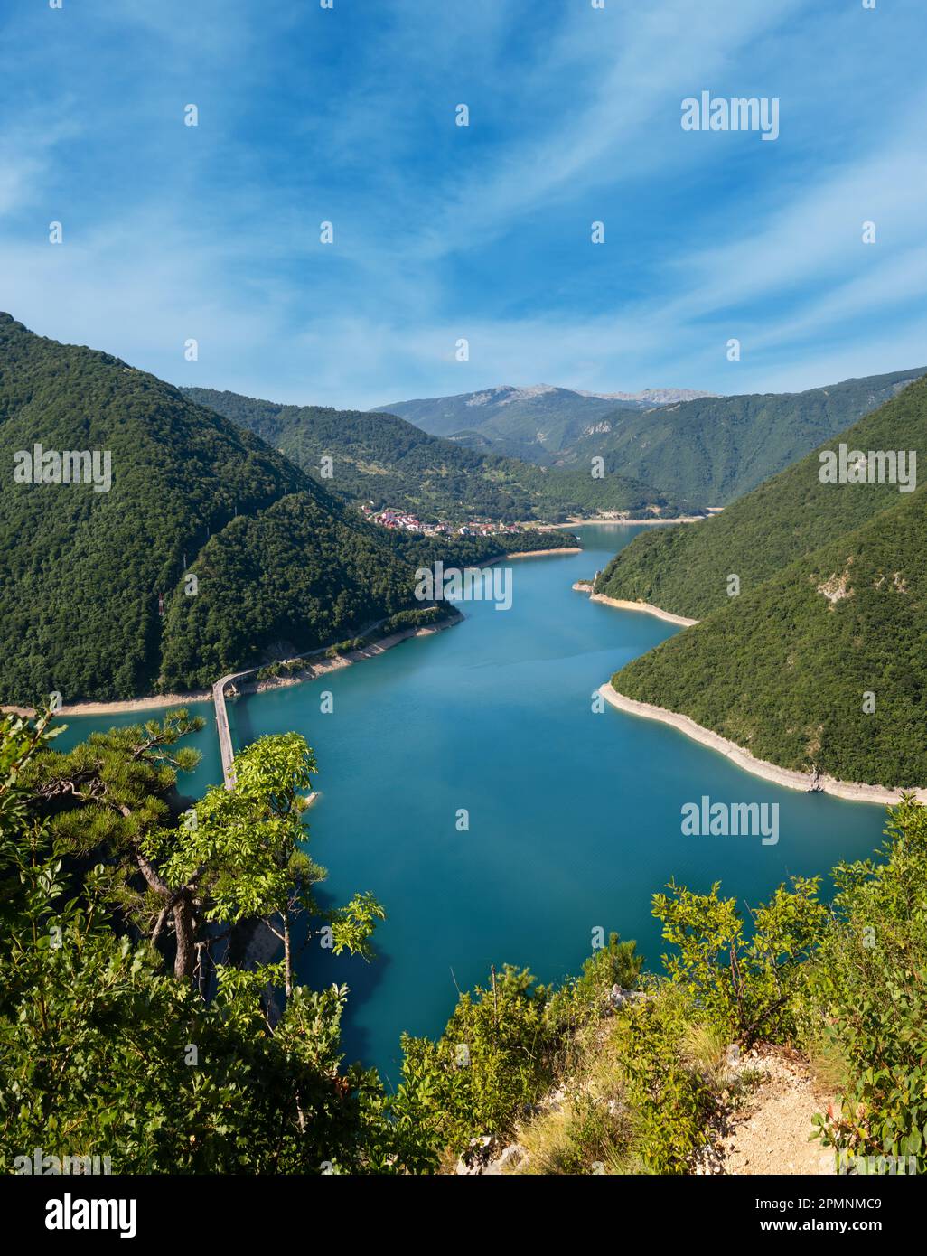 The famous Piva river canyon with its fantastic reservoir Piva Lake ...