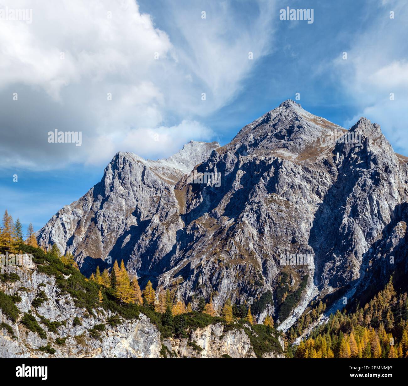 Autumn Alps rocky mountain tops view from hiking path, Kleinarl, Land ...