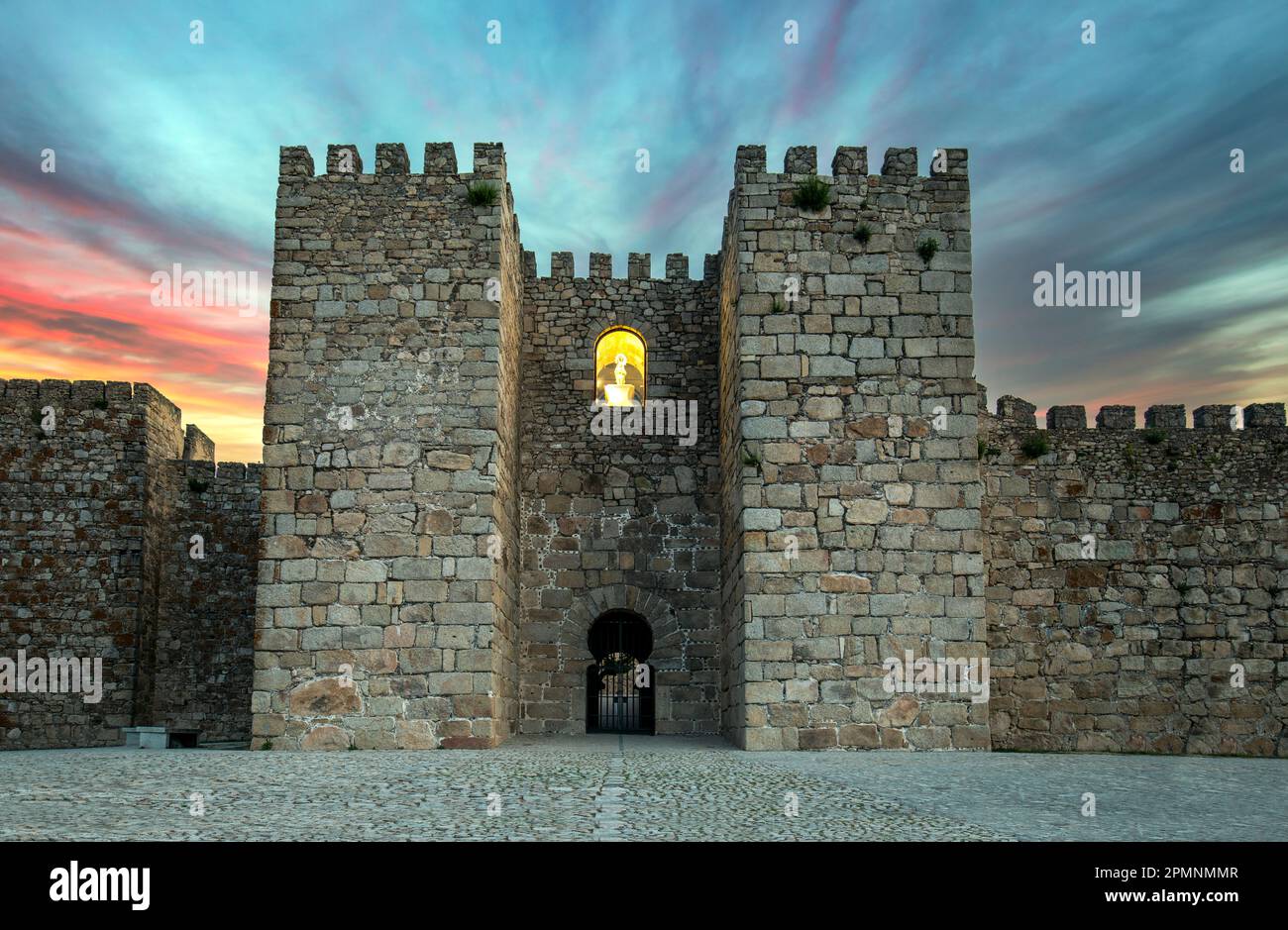 Main gate of the castle and fortress of Trujillo, Caceres, Spain of ...