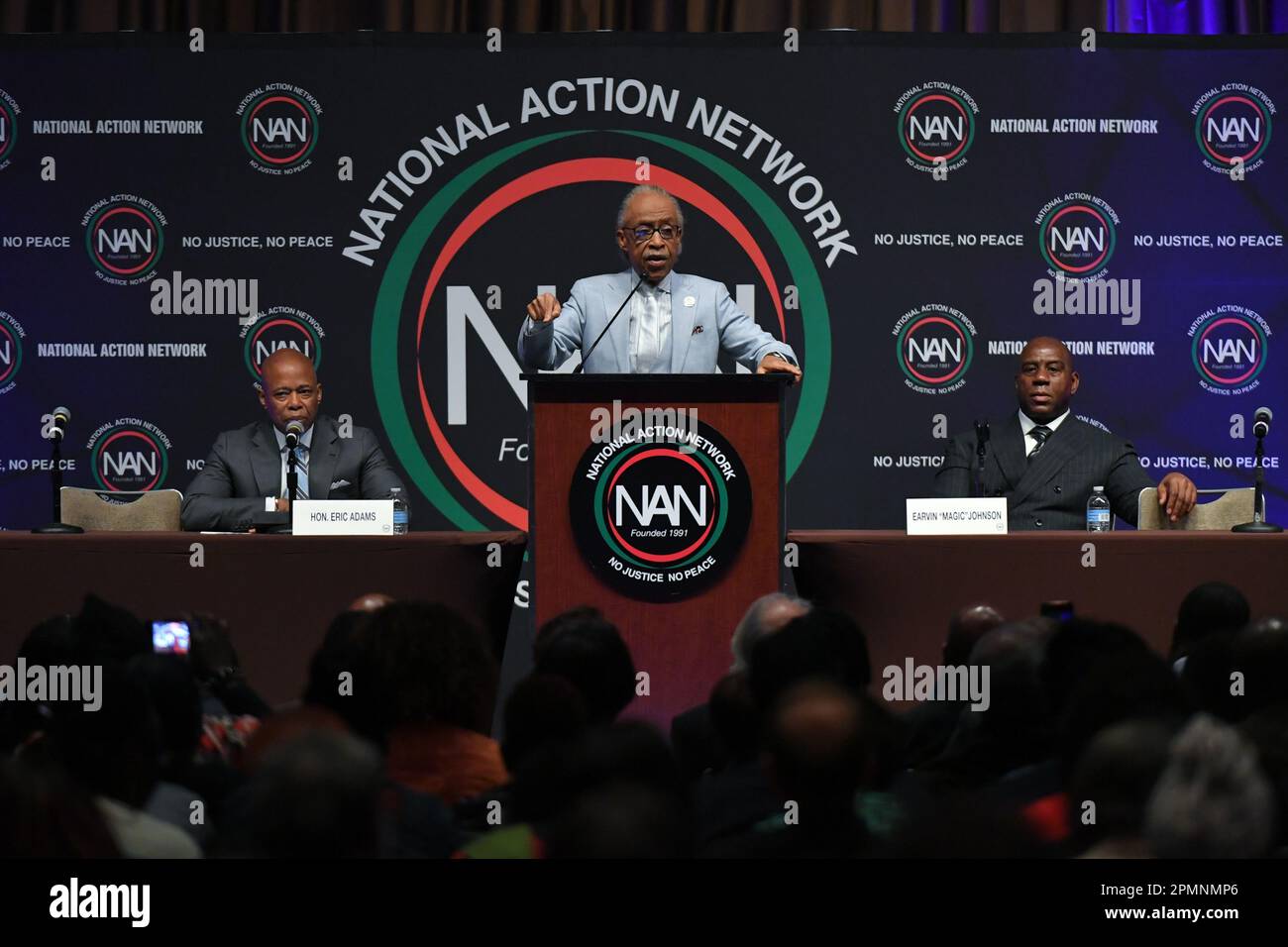 New York City Mayor Eric Adams, Reverend Al Sharpton and Earvin 'Magic ...