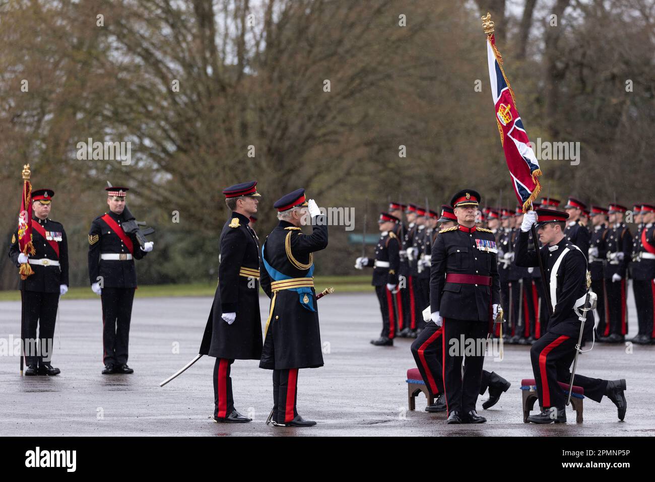 King Charles III honours the new colours during the 200th Sovereign's ...