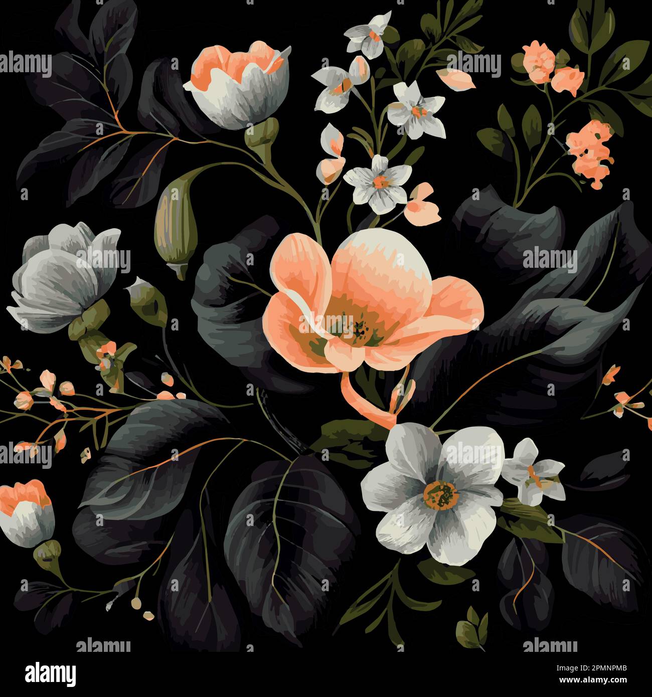 Organic dark floral texture pattern background - Vector illustration ...