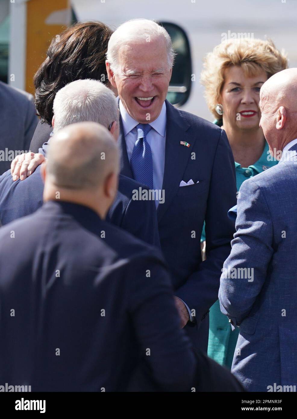 US President Joe Biden is wlecomed as he arrives at Ireland West ...