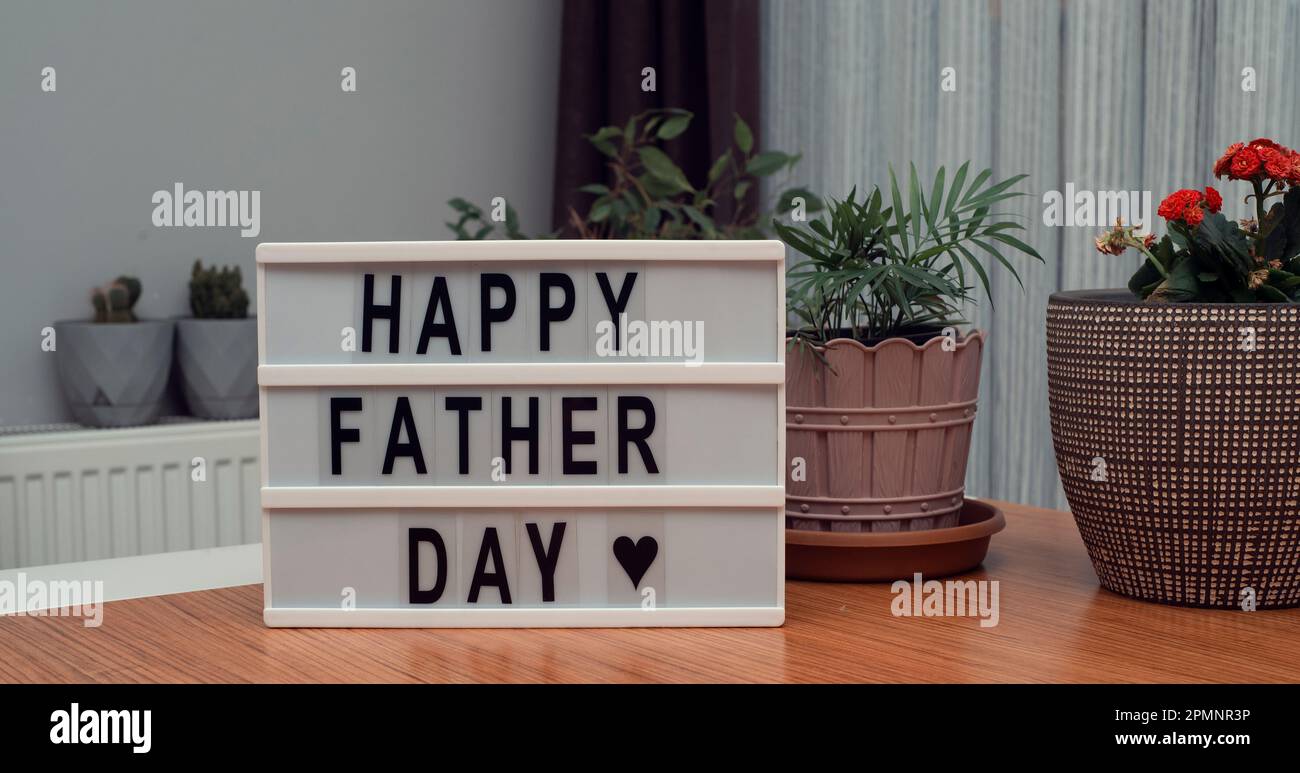 Happy Father Day Concept. Happy Father Day wishes on light box Stock ...