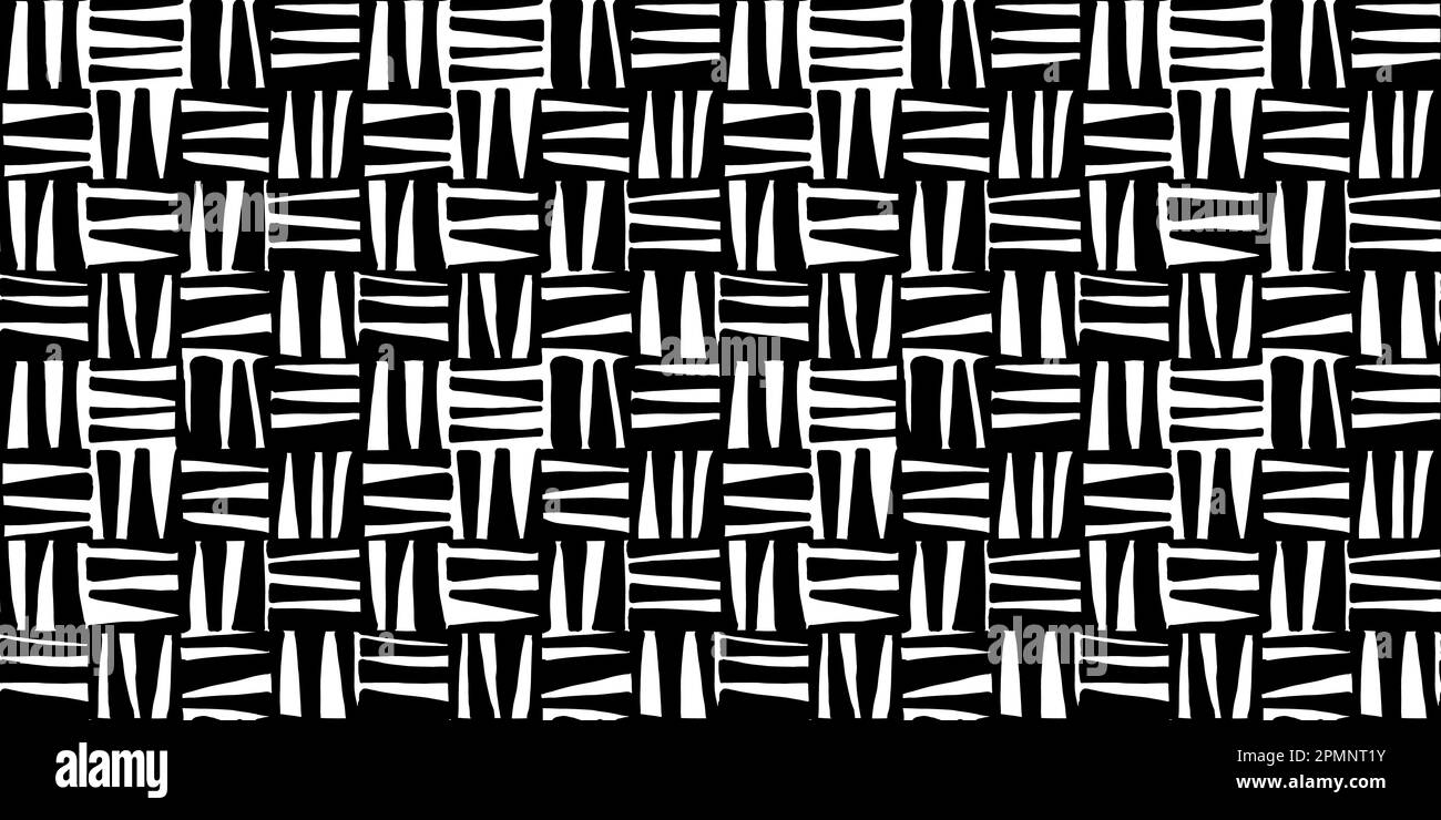 Seamless crosshatch squares basket weave pattern. Wonky hand drawn ...