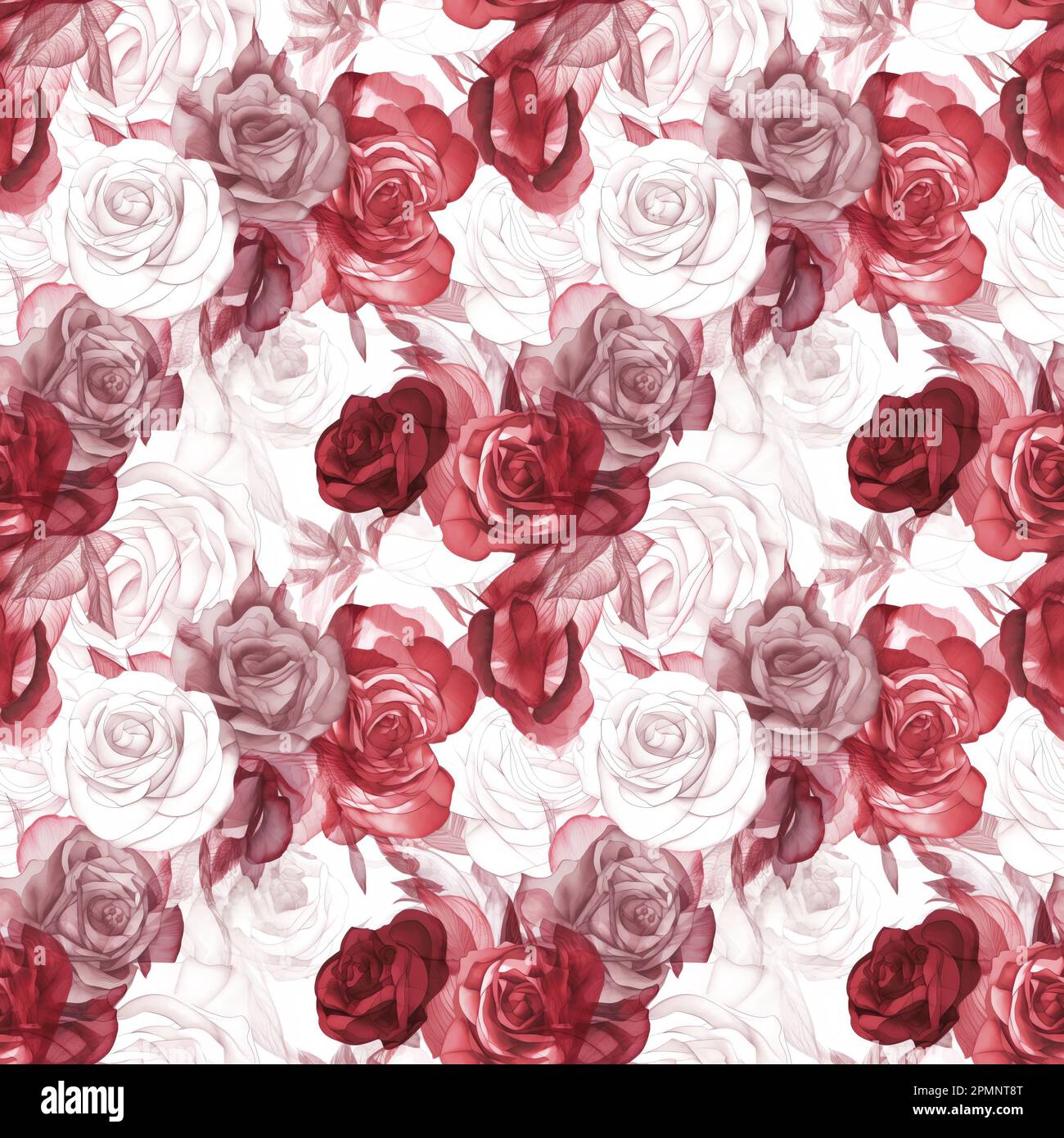 Red adn White Roses- Seamless Floral Print - Seamless Watercolor ...
