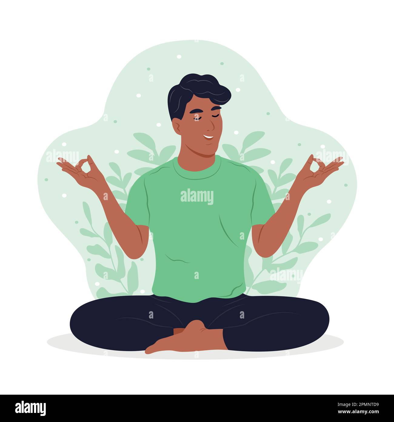 World mental health day illustration. Black man meditating with eyes closed Stock Vector Image ...