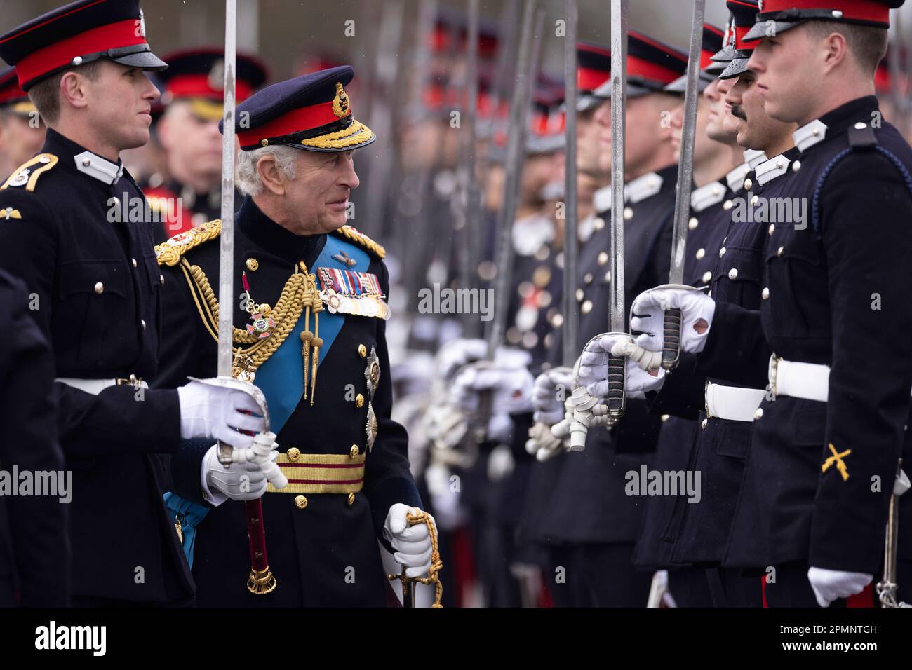 Britain's King Charles III, second from left, inspects the 200th Royal ...
