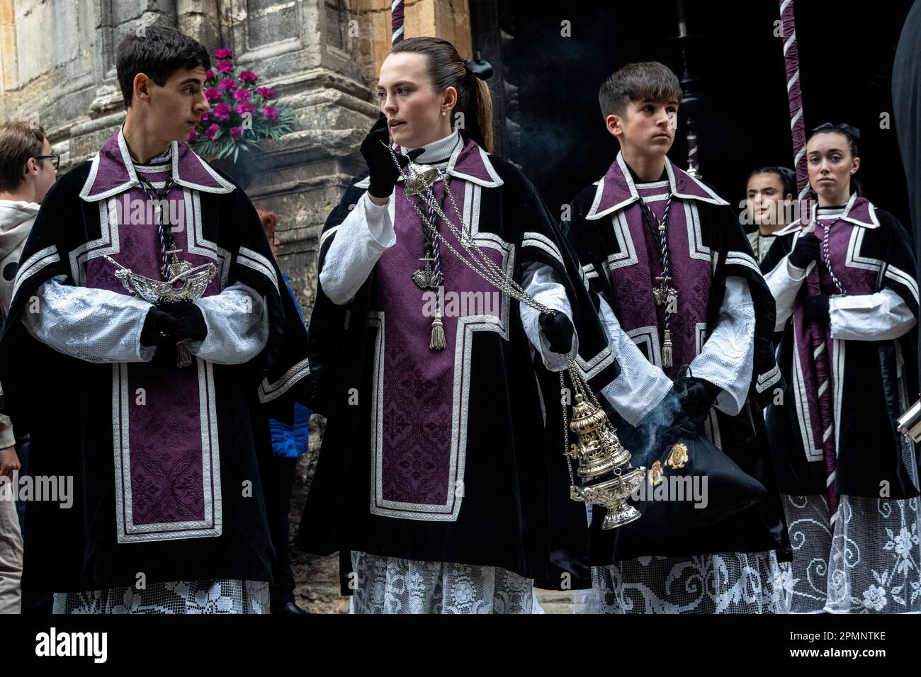 Catholic altar children process from St. Mary Major Church during a ...