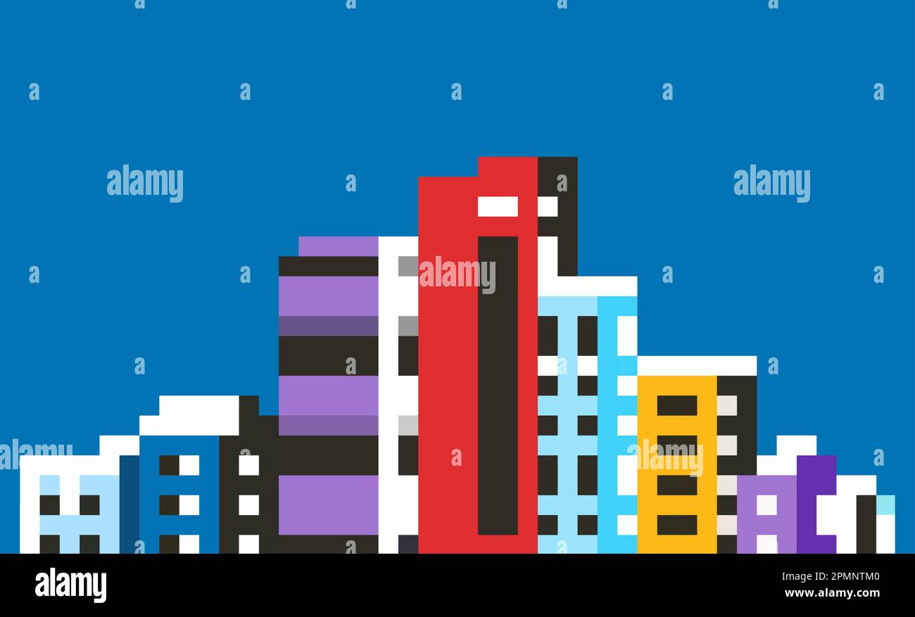 A vector landscape of buildings silhouetted high-rise complexes and ...