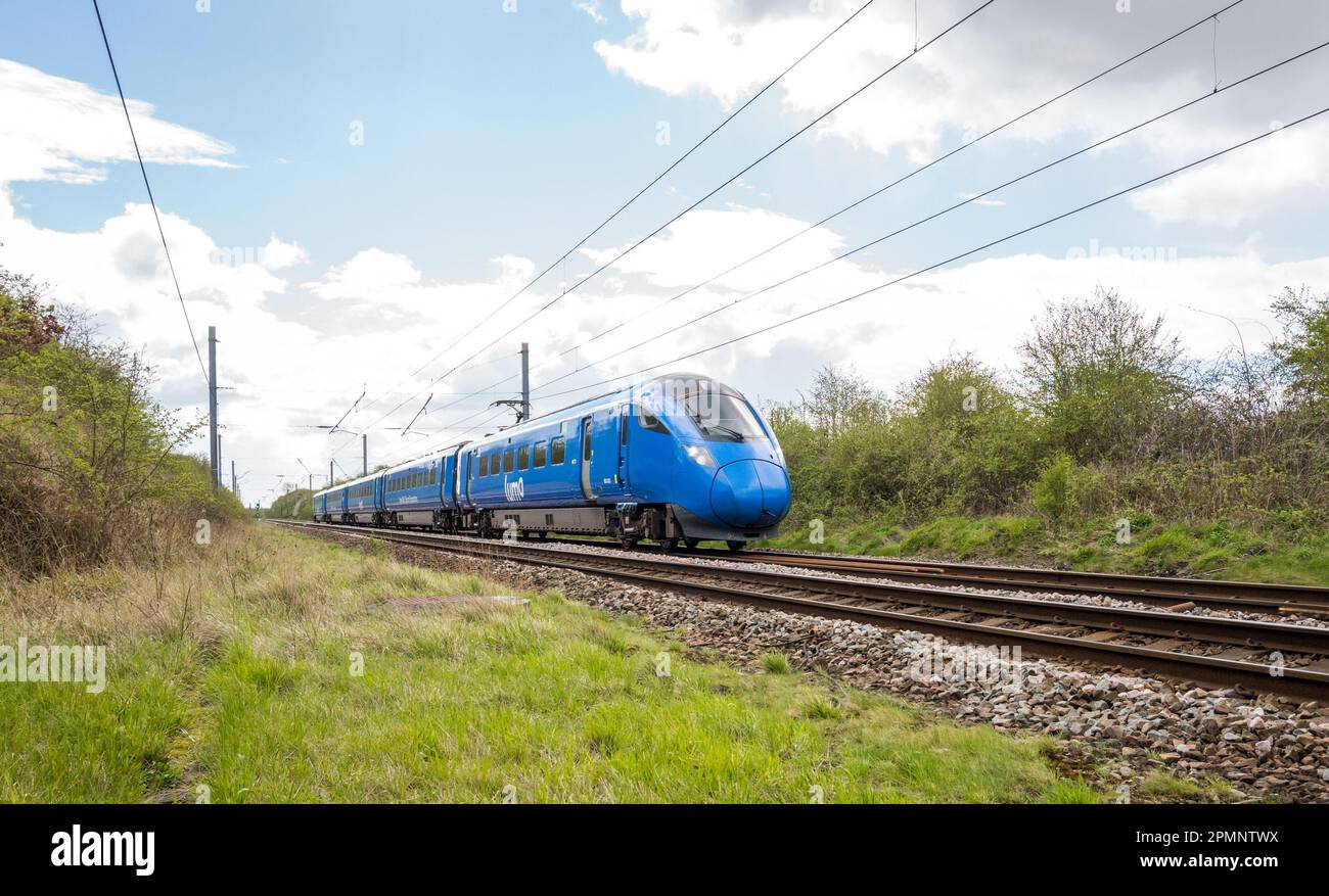 The new Lumo Azuma electric train operating on the East Coast Mainline ...