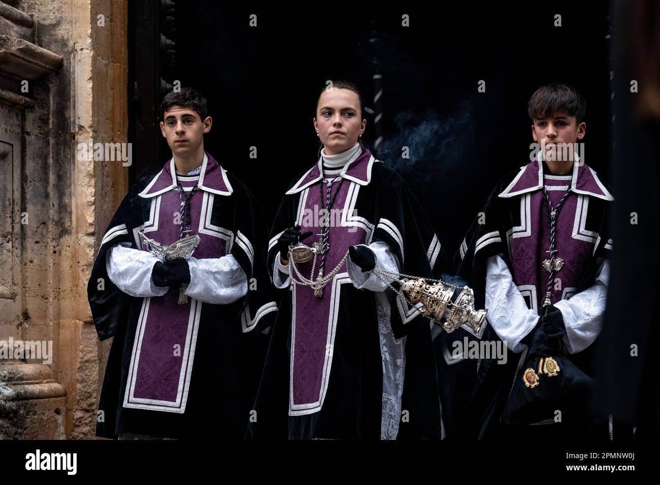 Catholic altar children process from St. Mary Major Church during a ...