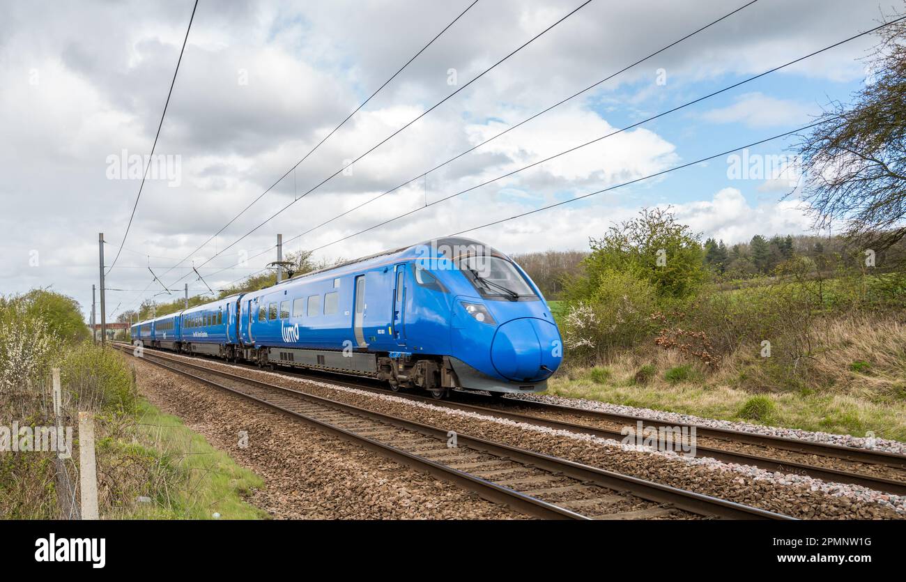 The new Lumo Azuma electric train operating on the East Coast Mainline ...
