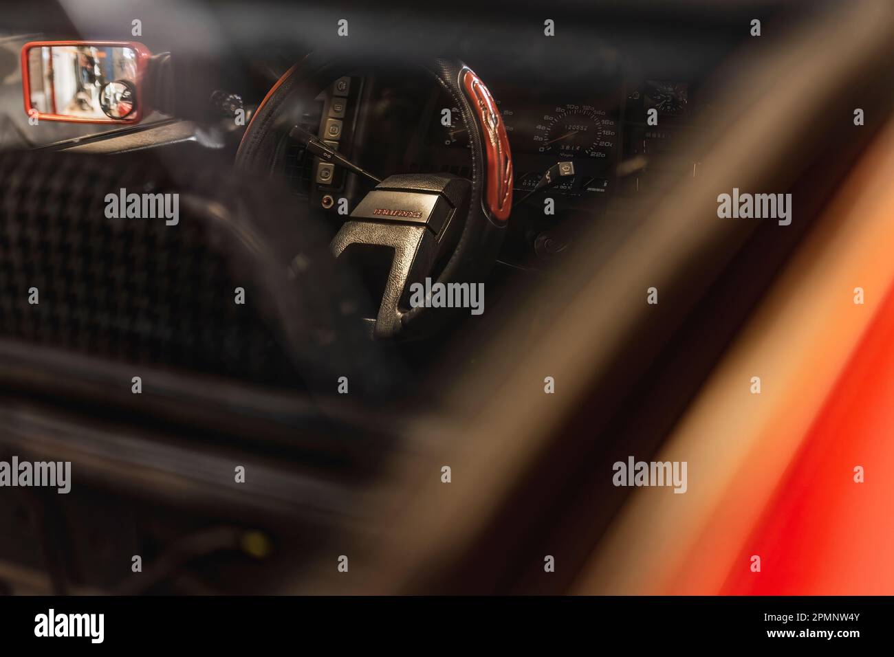 Milan, Italy 11 april 2023: Close-up photo of a vintage car dashboard ...
