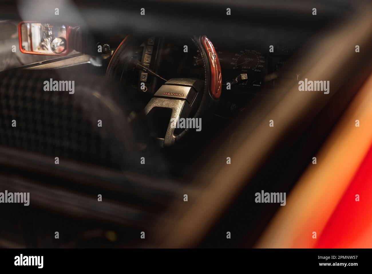 Milan, Italy 11 april 2023: Close-up photo of a vintage car dashboard ...