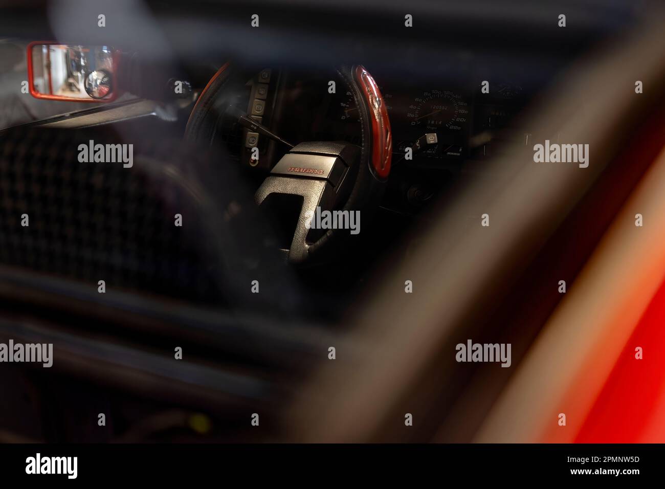 Milan, Italy 11 april 2023: Close-up photo of a vintage car dashboard ...