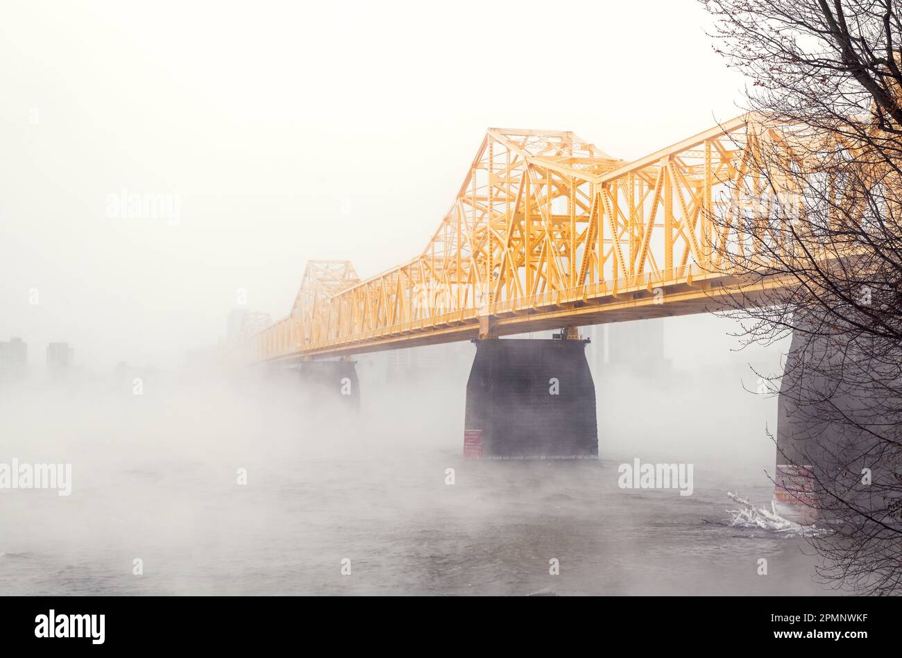 The George Rogers Clark Memorial Bridge over River Ohio covered in the ...