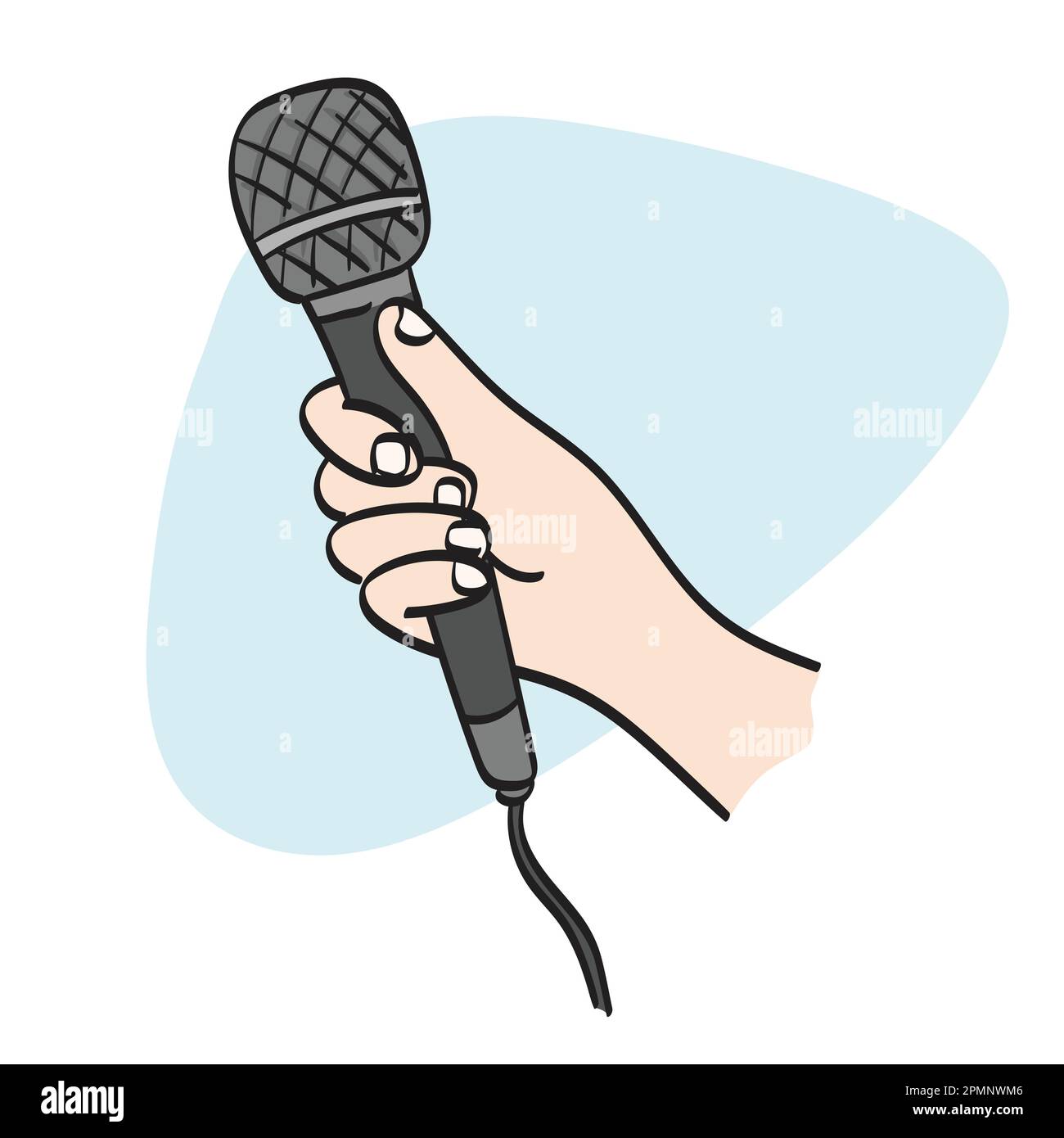 closeup hand holding microphone illustration vector hand drawn isolated ...