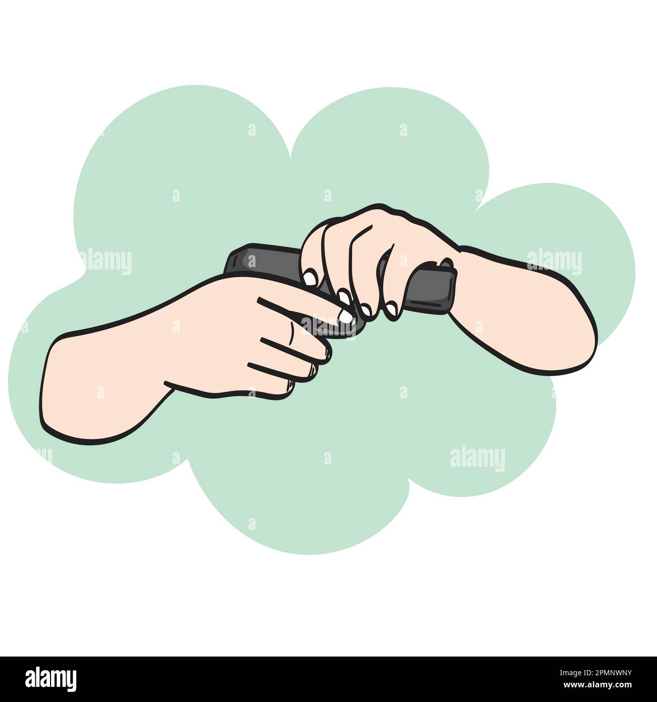 closeup hand holding pistol illustration vector hand drawn isolated on ...
